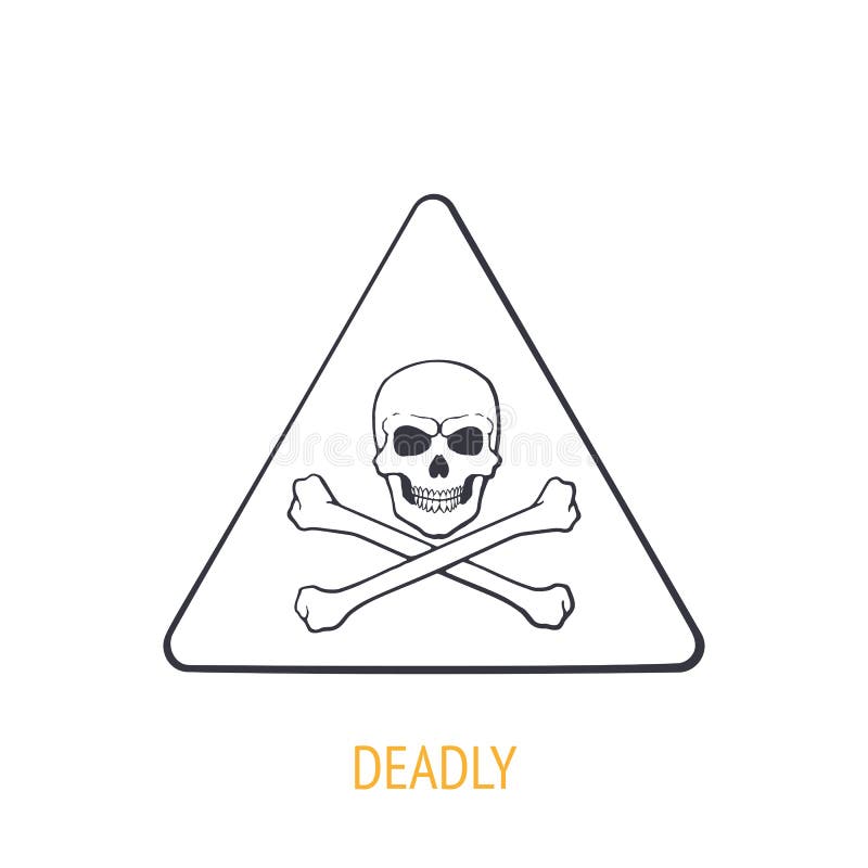 Deadly Danger Symbol with Skull and Crossbones. Outline Icon. Vector ...