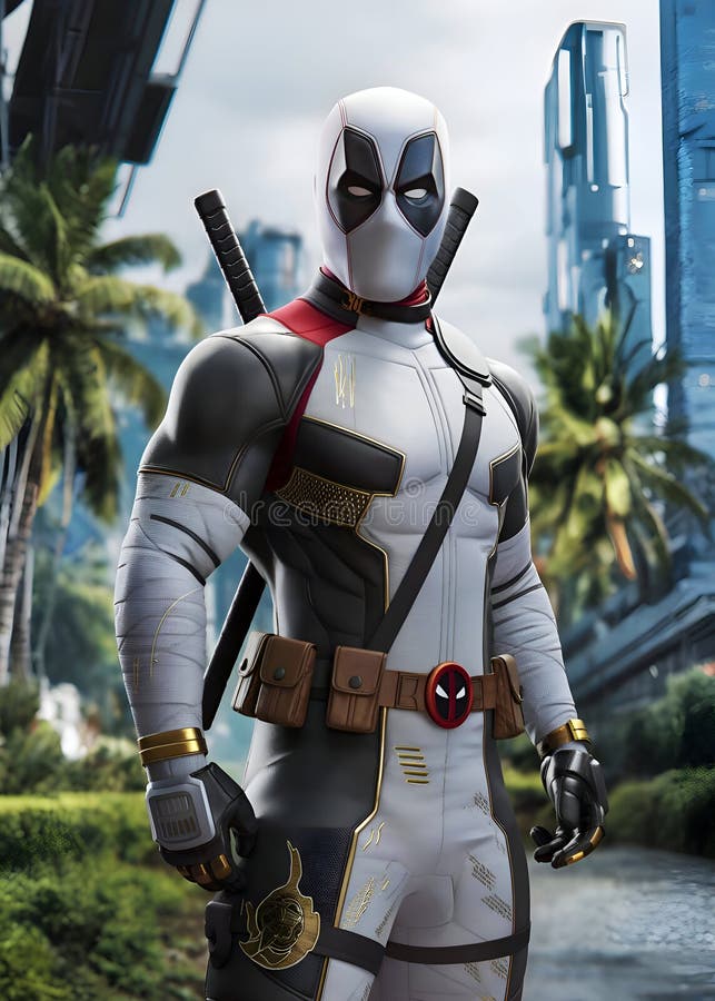 Deadpool in White Suit stock illustration. Illustration of army - 346775858