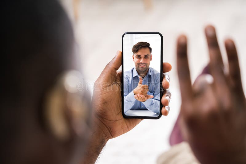 Deaf African Man with Disabilities Stock Photo - Image of mobile ...