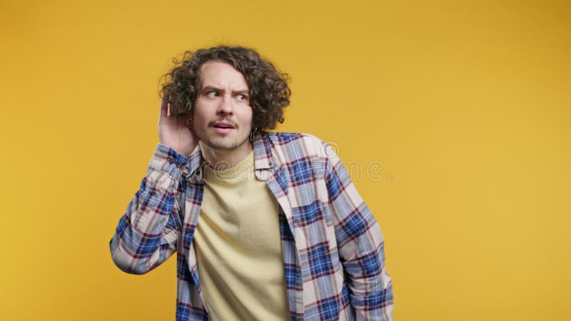 Deaf Curly Man Doesn T Hear, Asks What. Quiet Whisper Sound, Deafness ...