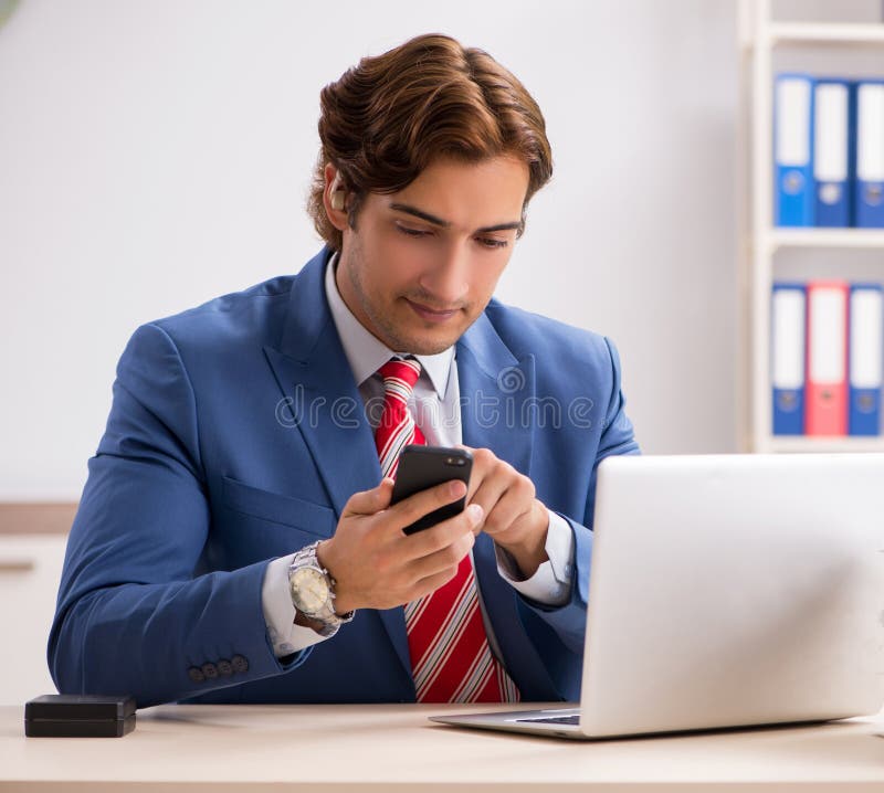 Deaf Employee Using Hearing Aid in Office Stock Photo - Image of ...