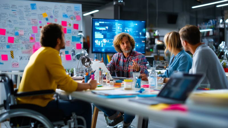 Deaf Employee Using Sign Language in a Team Meeting, Colleagues ...