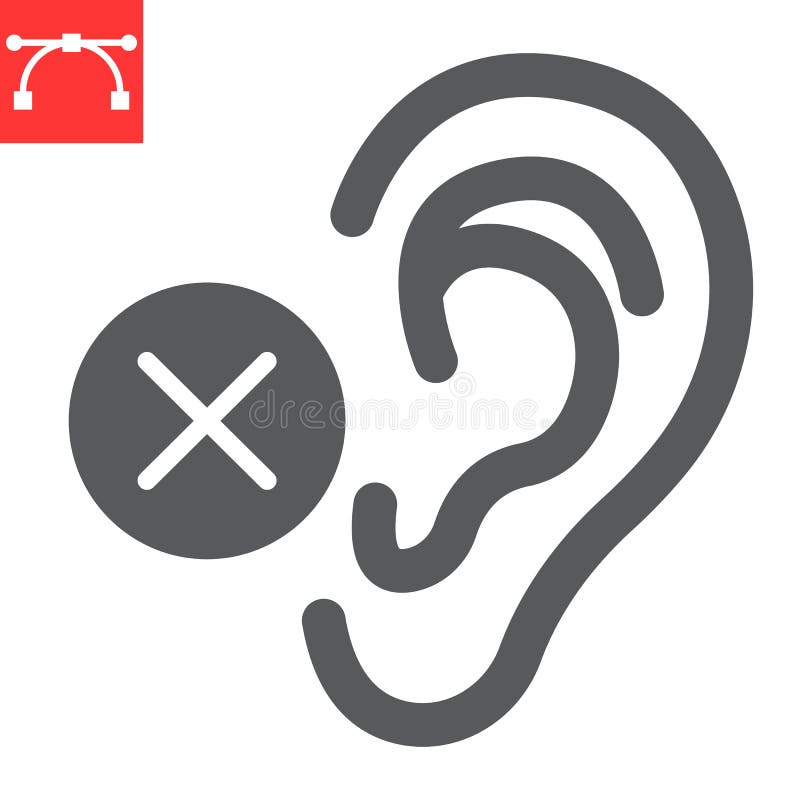 Deaf Glyph Icon, Disability and Deafness, Hearing Impaired Sign Vector ...