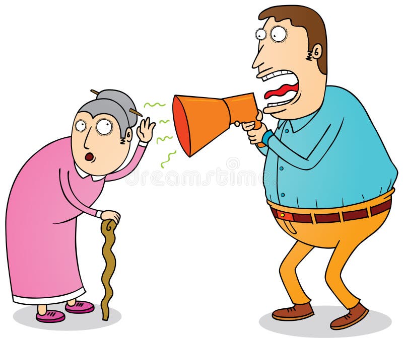 Deaf grandma stock vector. Illustration of humor, volume - 29310006