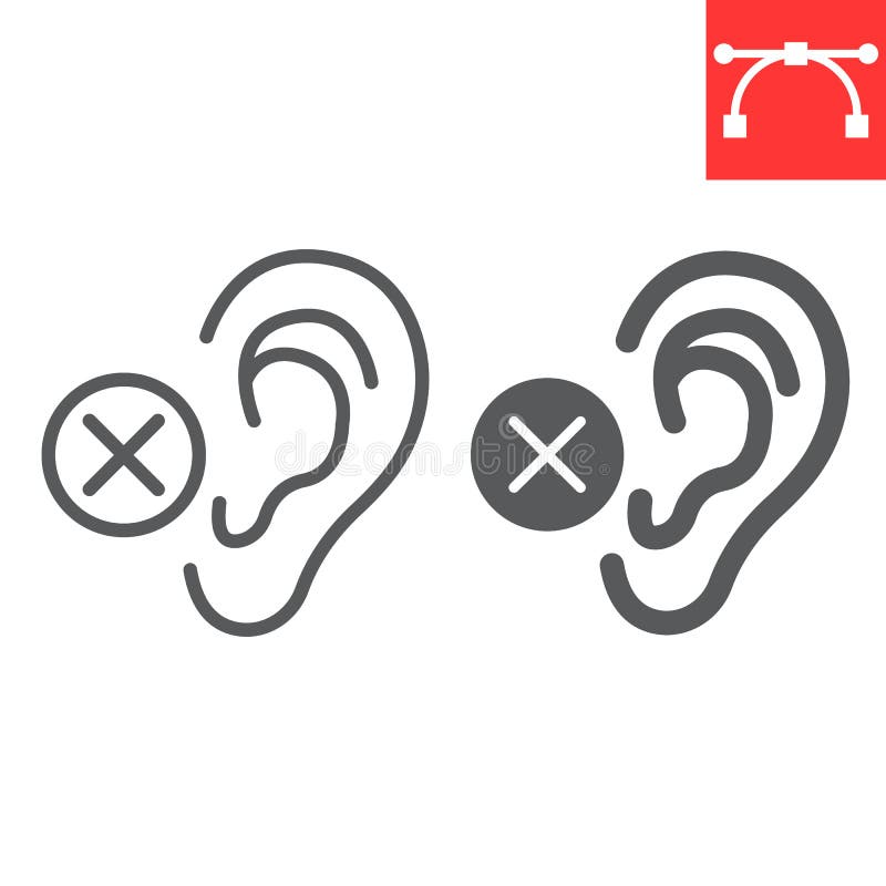 Deaf Line and Glyph Icon, Disability and Deafness, Hearing Impaired ...