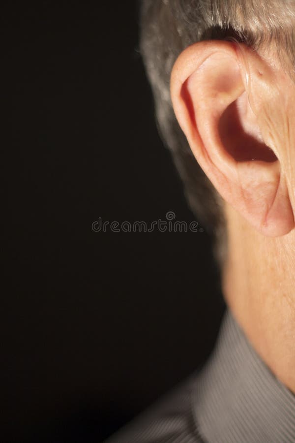 Deaf man hearing aid ear stock image. Image of handicapped - 118861853