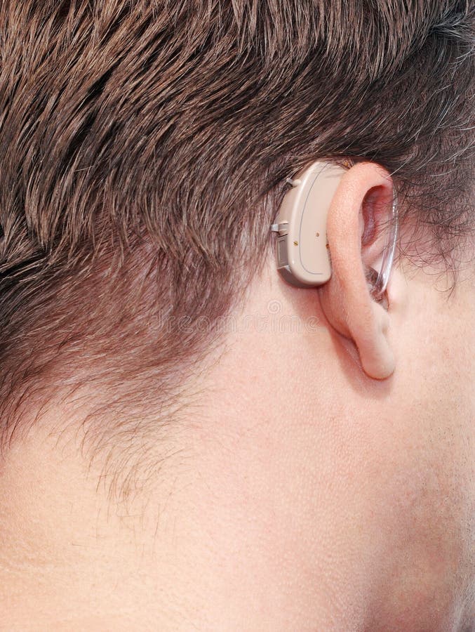Deaf man s hearing aid. stock image. Image of nose, acoustic - 20217685