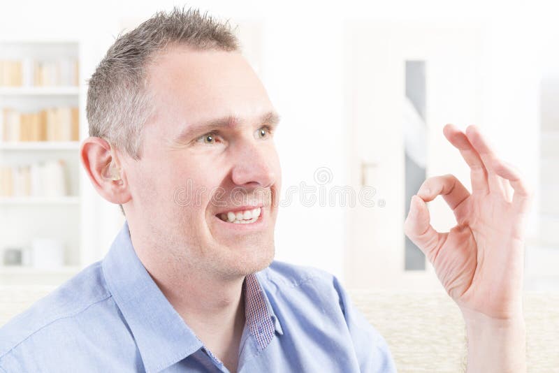 Deaf Man Using Sign Language Stock Image - Image of signing, healthcare ...