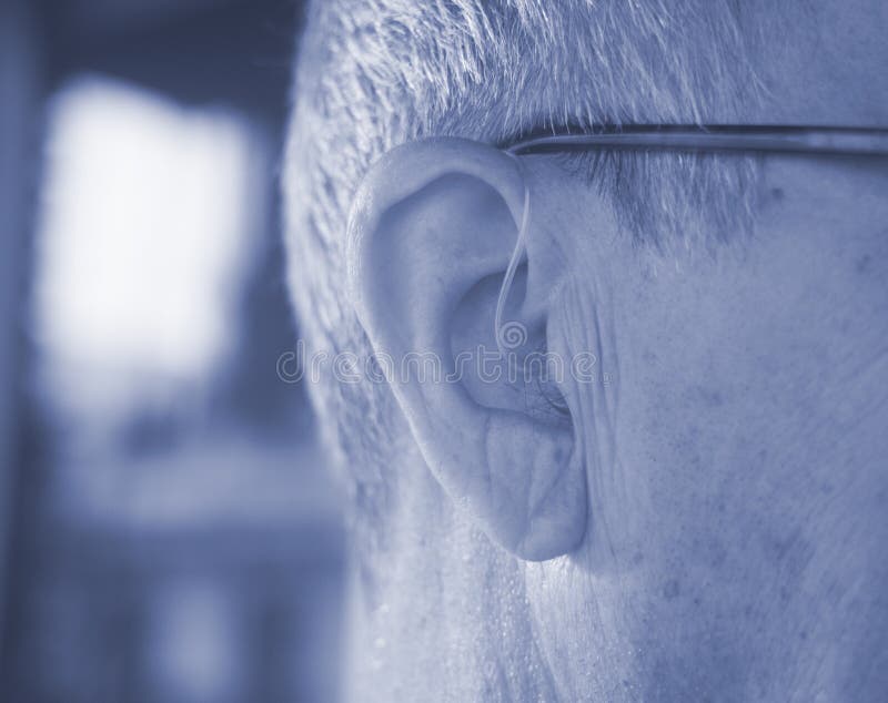 Deaf man hearing aid ear stock photo. Image of people - 117756872