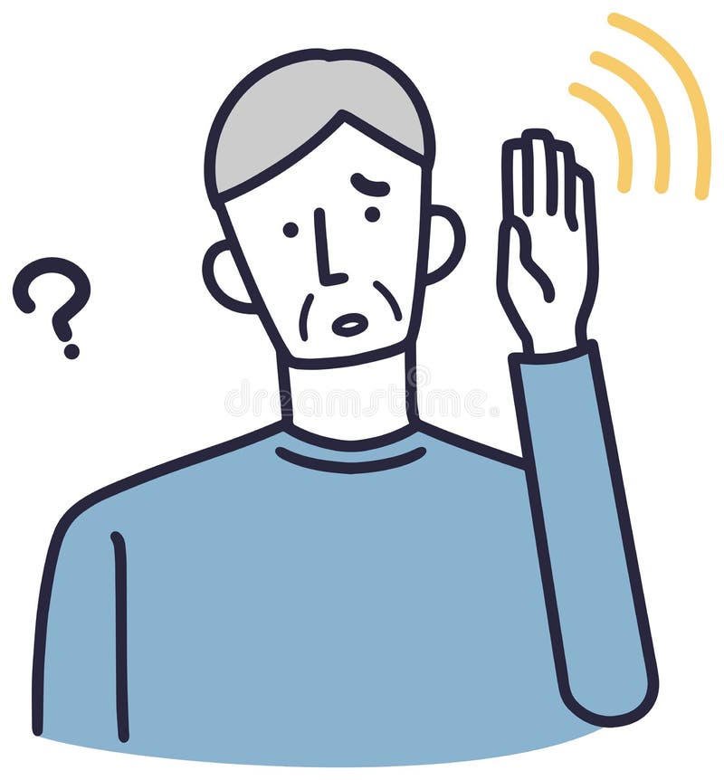 Deaf Senior Male Illustration Stock Vector - Illustration of hearing ...