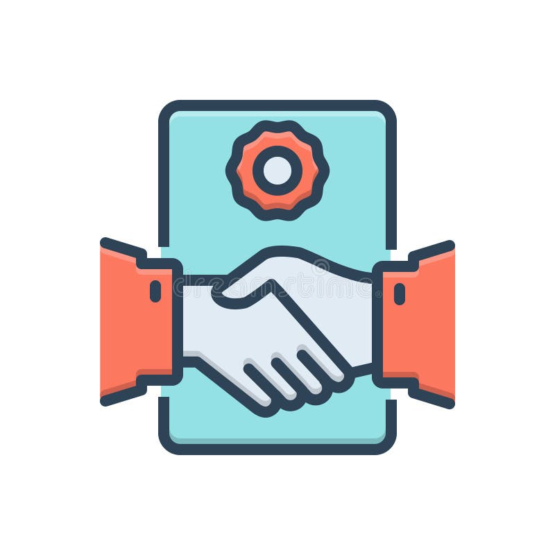 Color Illustration Icon for Deal Agreement, Handshake and Complicity ...