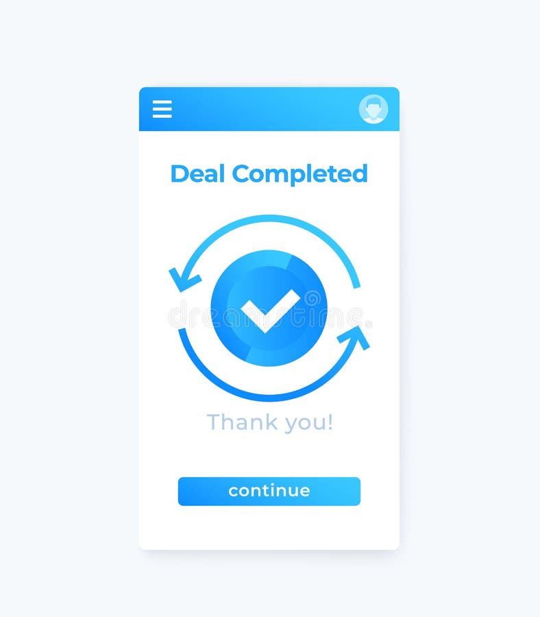 Deal Completed, Vector Mobile App Ui Design Stock Illustration ...