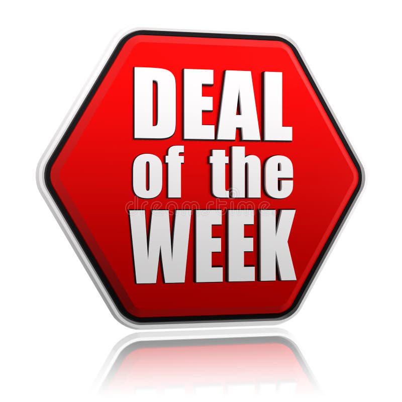 Deal of the Week in Red Hexagon Stock Illustration - Illustration of ...