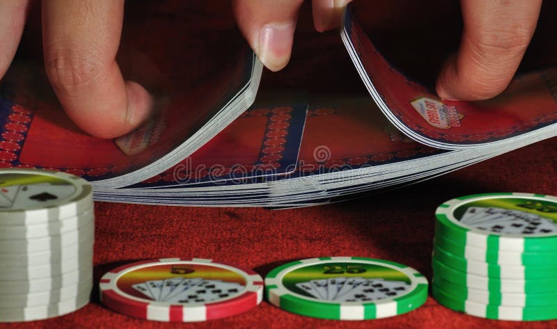 Dealer Shuffling Card Closeup Stock Photo - Image of nails, blue: 10435460