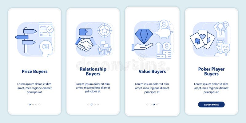 Dealing with Customers Light Blue Onboarding Mobile App Screen Stock ...