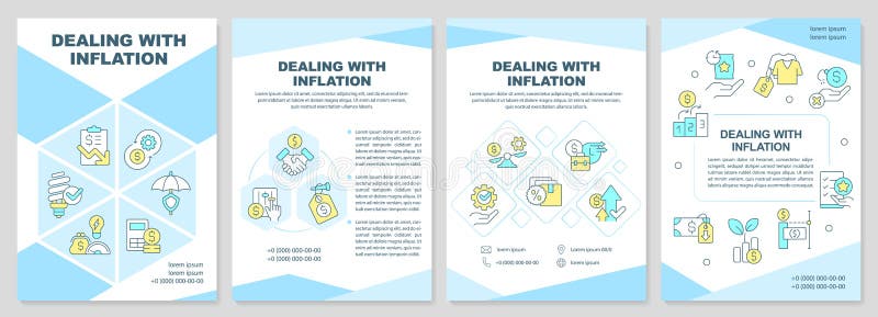 Dealing with Inflation Turquoise Brochure Template Stock Vector ...
