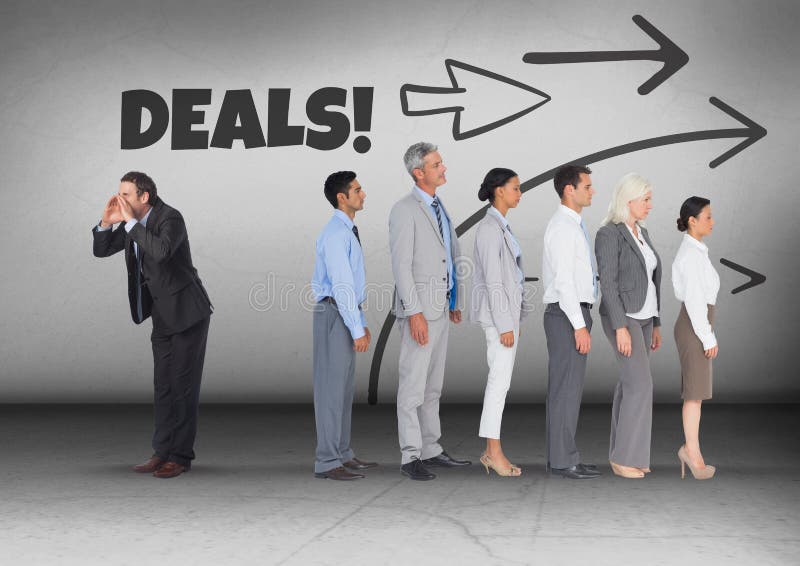 Deals Text and Arrows Direction with Businessman Calling in Opposite ...