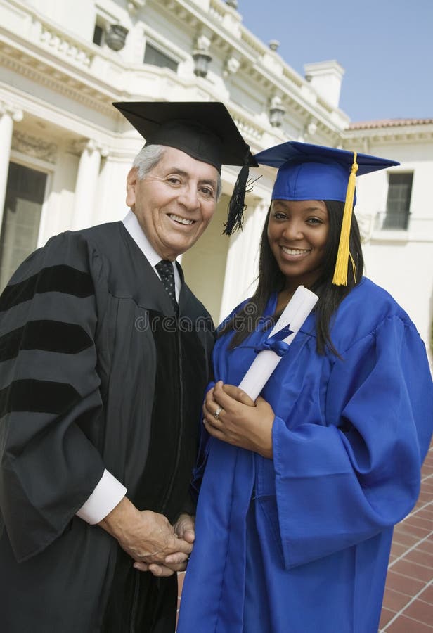 Graduates with Diplomas Outside Stock Photo - Image of shoulders ...