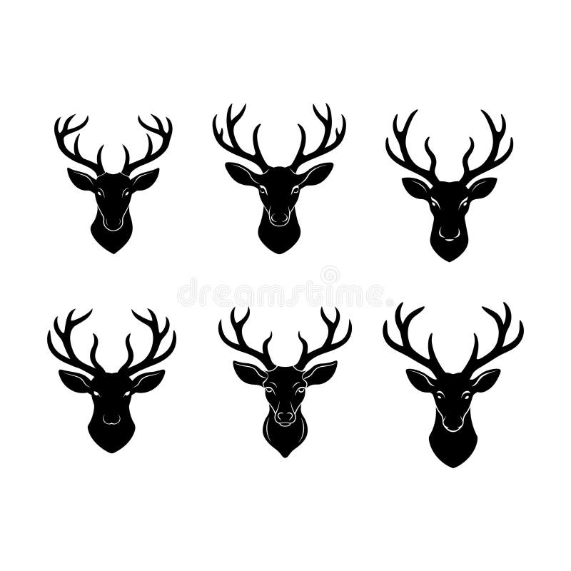 Dear Head Silhouette Logo Set. Vector Illustration Stock Vector ...