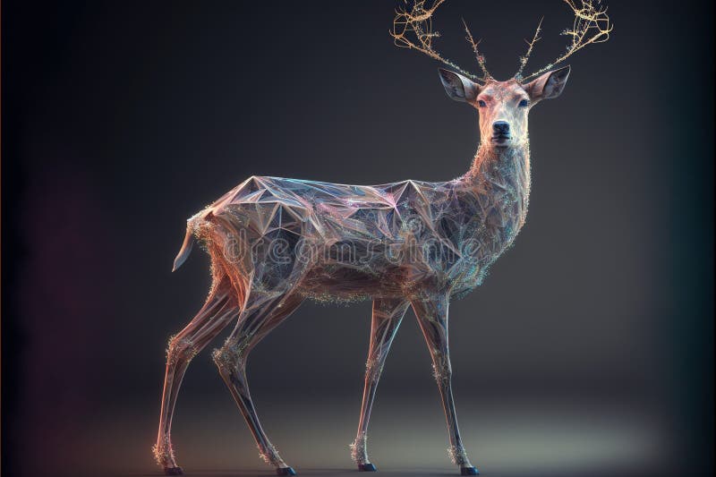 Dear with Iridescent Prism Texture and Intricate Polygon Pattern Design ...