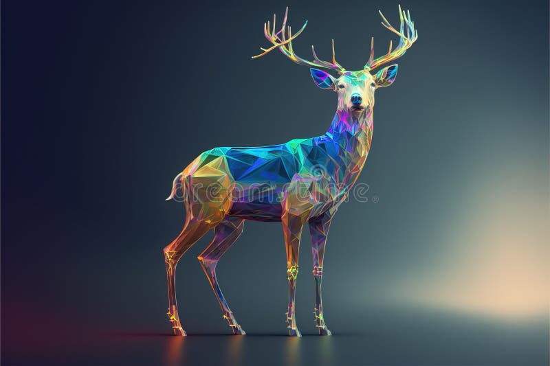 Dear with Iridescent Prism Texture and Intricate Polygon Pattern Design ...