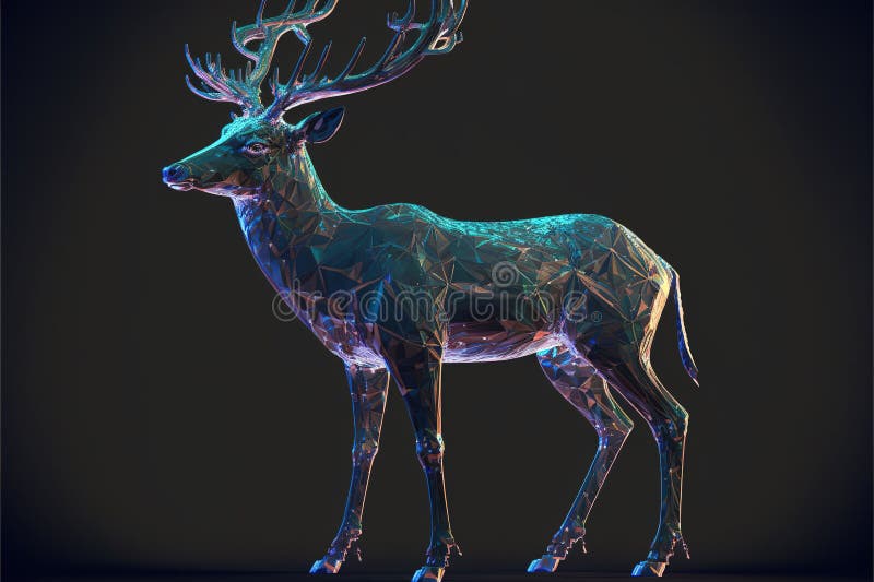 Dear with Iridescent Prism Texture and Intricate Polygon Pattern Design ...