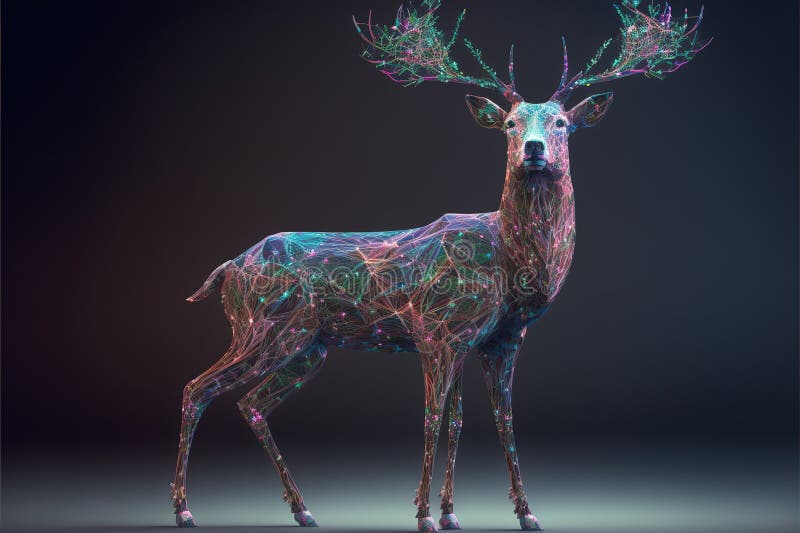 Dear with Iridescent Prism Texture and Intricate Polygon Pattern Design ...