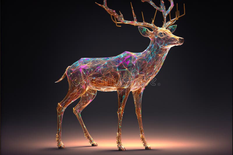 Dear with Iridescent Prism Texture and Intricate Polygon Pattern Design ...