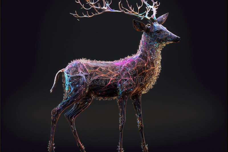 Dear with Iridescent Prism Texture and Intricate Polygon Pattern Design ...