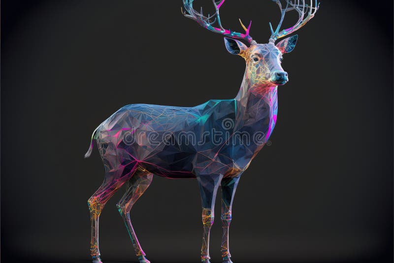 Dear with Iridescent Prism Texture and Intricate Polygon Pattern Design ...