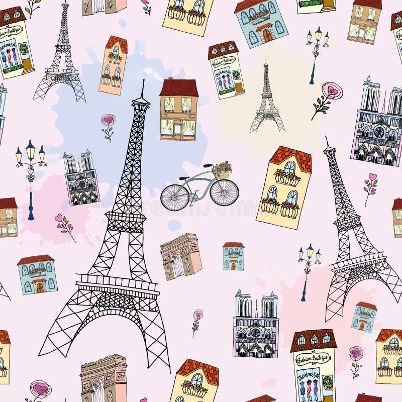 Dear Paris Seamless Pattern Stock Vector - Illustration of vector ...