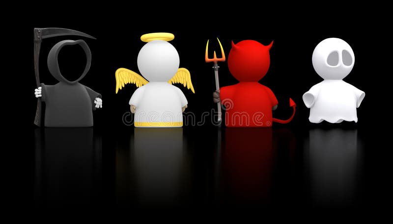 Death, Angel, Devil, and Ghost - White Version Stock Illustration ...