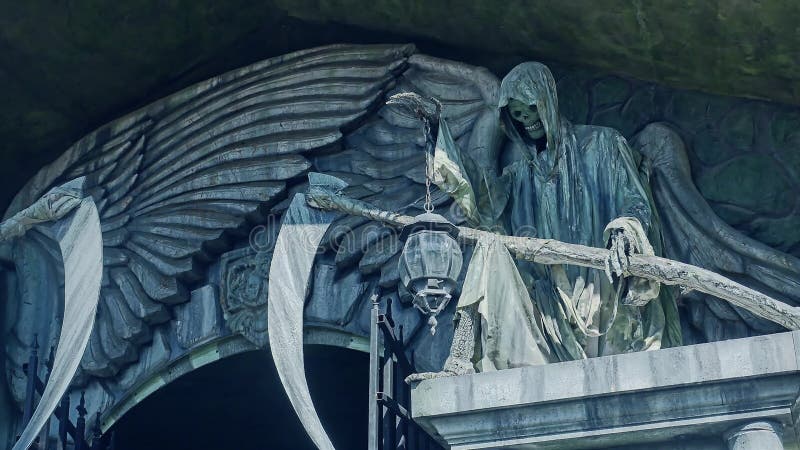 Death and Braid. Terrible Castle Death with a Scythe Stone Horror Film ...