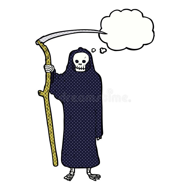 Death Cartoon with Thought Bubble Stock Illustration - Illustration of ...