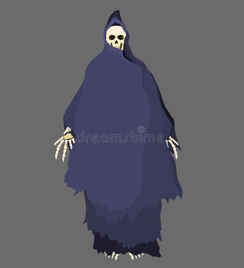Death Character in a Dark Robe Skeleton Vector New Stock Vector ...