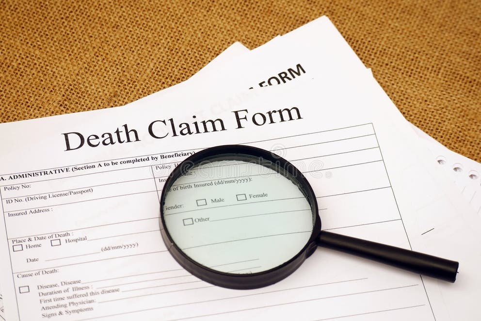 Death Claim Form with Magnifying Glass Stock Photo - Image of ...