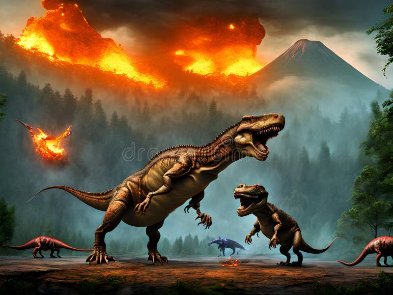 Death of Dinosaurs, Generative AI Illustration Stock Illustration ...