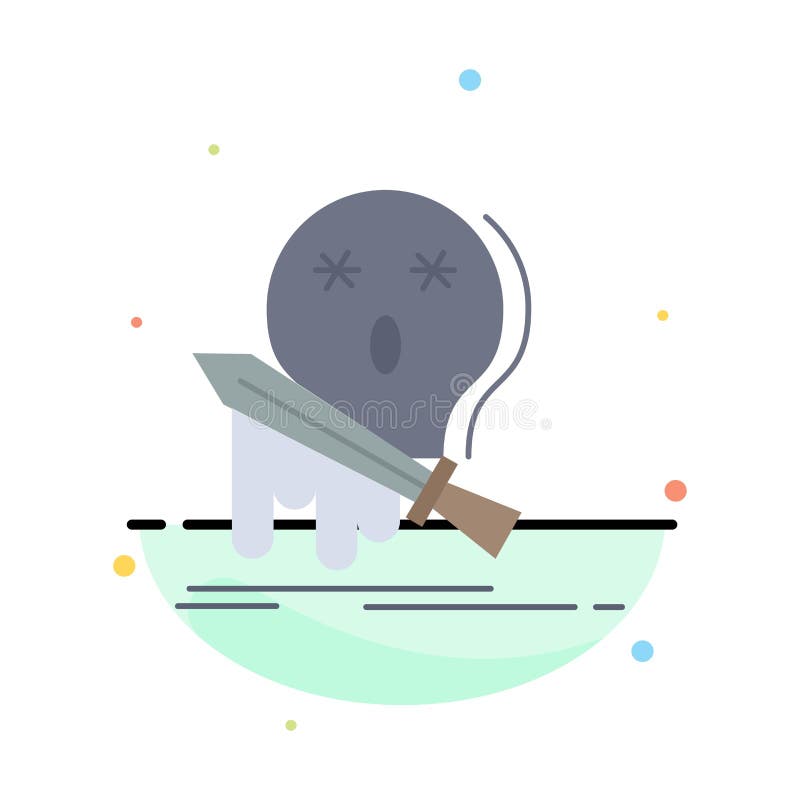 Death, Frag, Game, Kill, Sword Flat Color Icon Vector Stock Vector ...