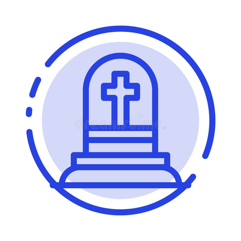 Death, Grave, Gravestone, Rip Blue Dotted Line Line Icon Stock Vector ...