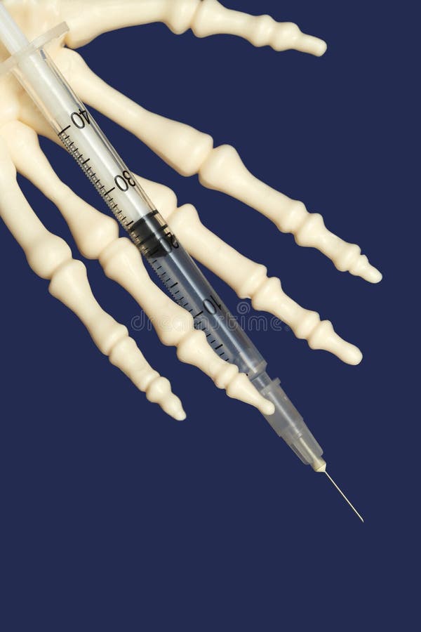 Death Holds on the Palm Syringe with the Drug Stock Image - Image of ...