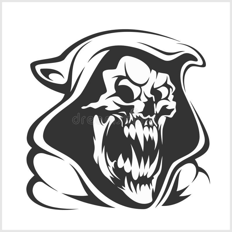 Death Sign Vector. Horror, Evil Scythe , Ghost Skeleton Illustration ...