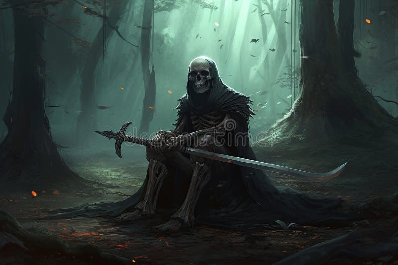 Death Sword Forest Dark. Generate Ai Stock Illustration - Illustration ...
