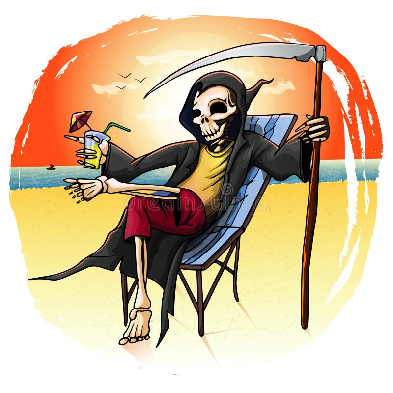 Death on Vacation on the Beach Stock Illustration - Illustration of ...