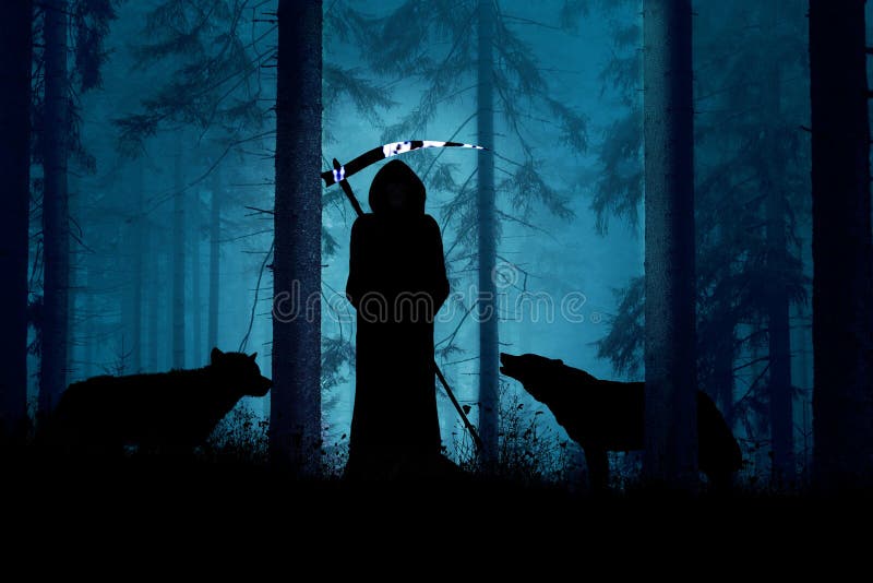 Death in the Woods with Two Wolves Stock Image - Image of dead ...