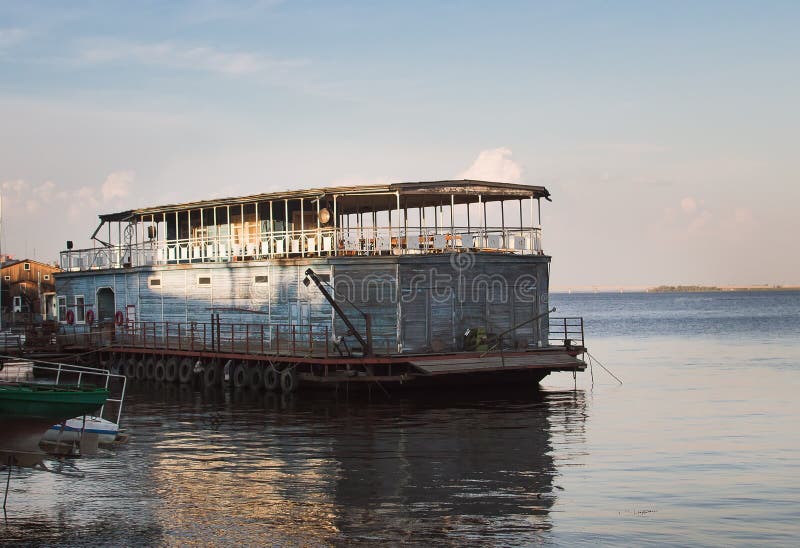 Debarcader on the river. stock image. Image of dock - 127822069
