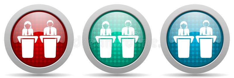 Debate, Business Presentation Vector Icon Set, Glossy Web Buttons ...