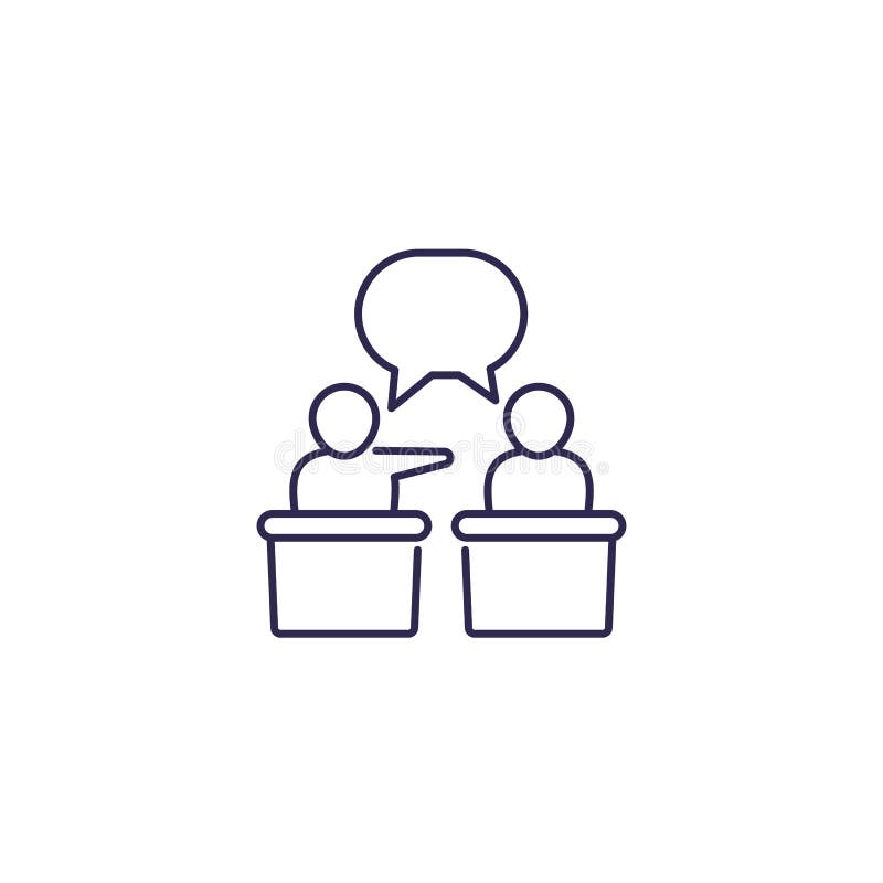 Debate or Discussion Icon, Line Vector Stock Vector - Illustration of ...