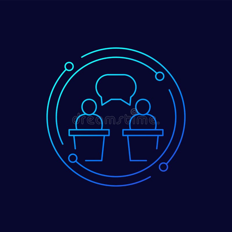 Debate or Dispute Icon, Linear Design Stock Vector - Illustration of ...
