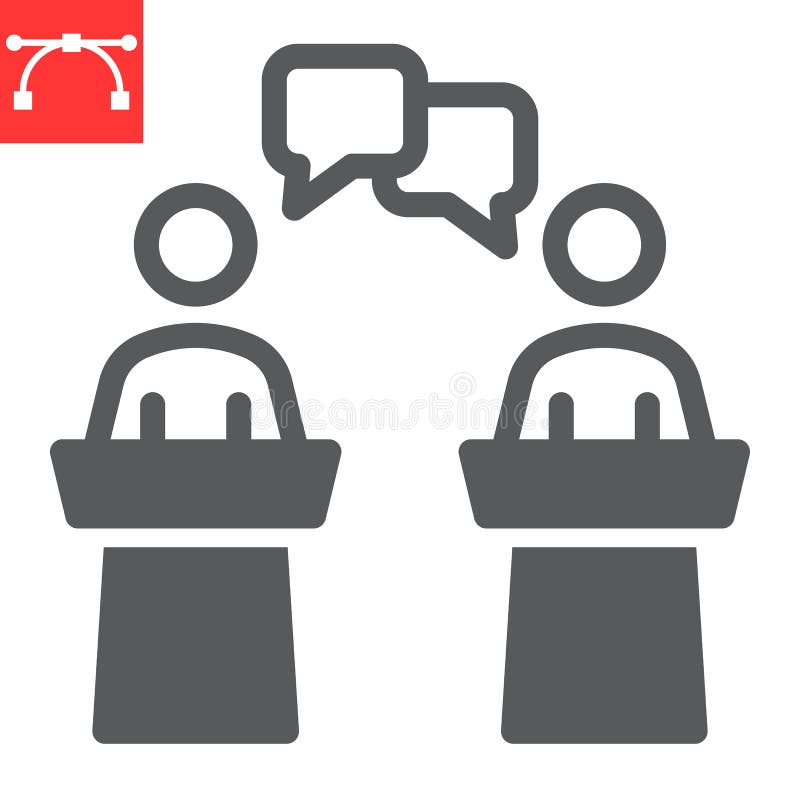 Debate Glyph Icon, Election and Discussion, Political Debate Sign ...