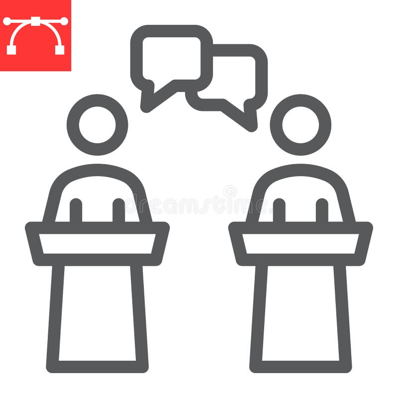 Debate Line Icon, Election and Discussion, Political Debate Sign Vector ...
